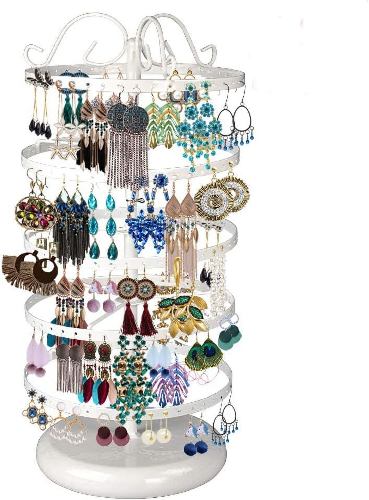 5 Tiers Metal Rotating Earring Holder Organizer, Exquisite Jewelry ...