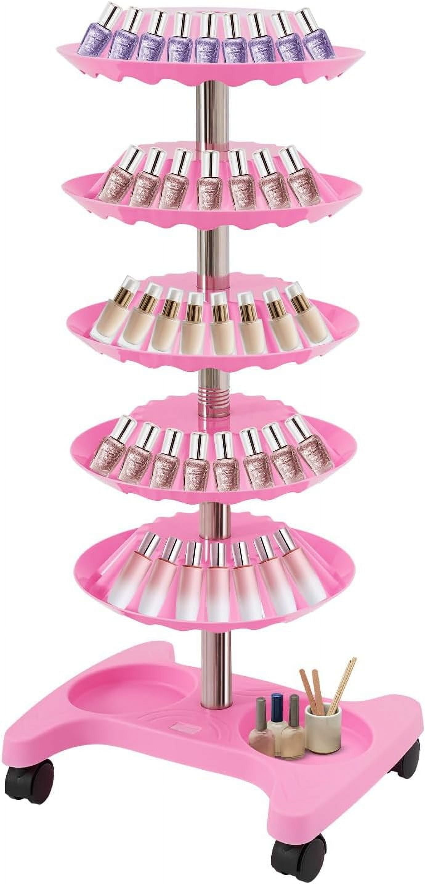 5 Tiers Nail Polish Trolley Display Organizer, 360 Rotating Nail Polish ...