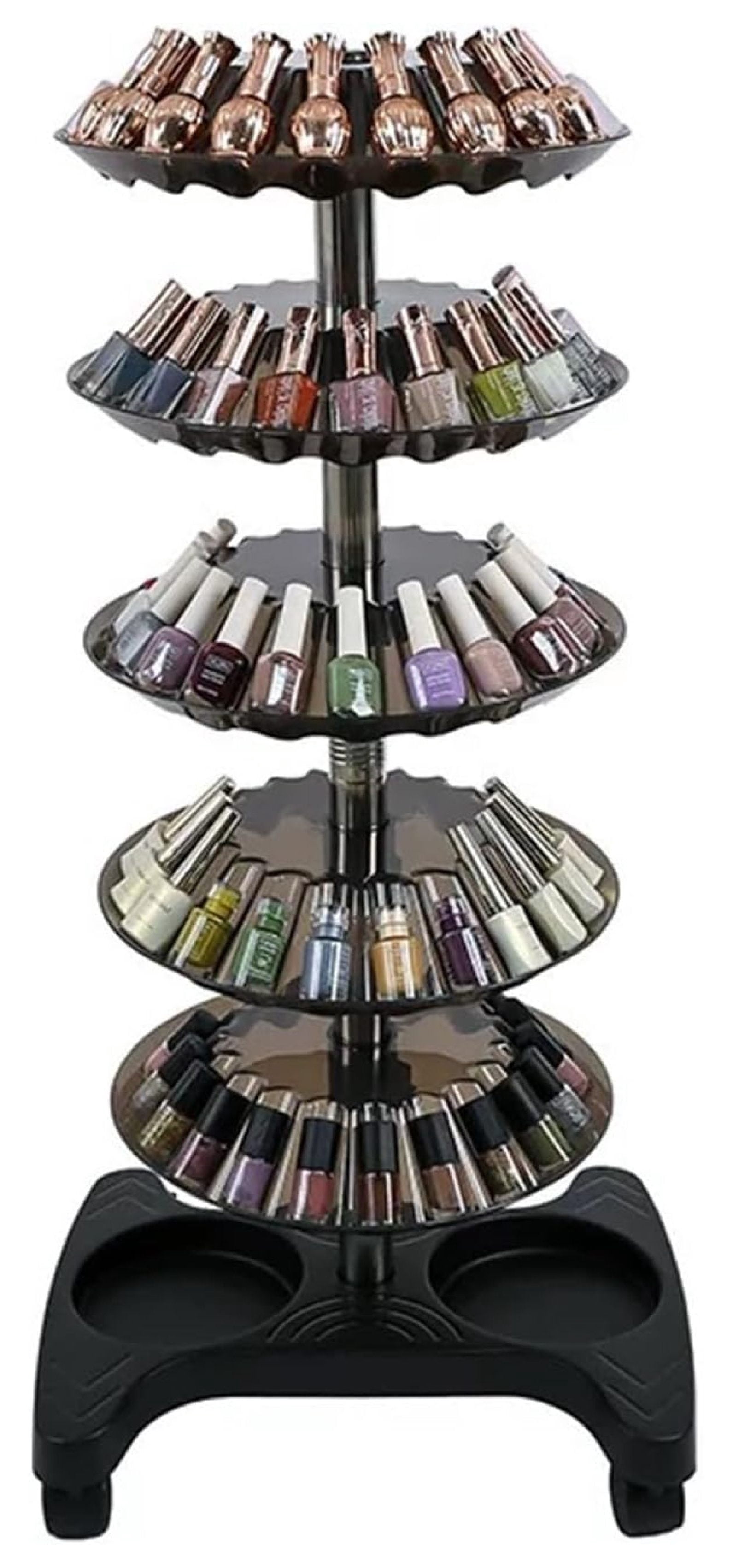 5 Tiers Nail Polish Trolley Display Organizer, 360 Rotating Nail Polish ...