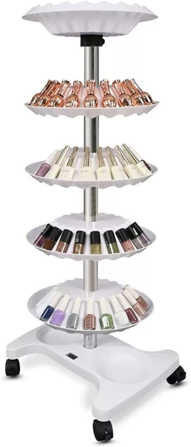 5 Tiers Nail Polish Trolley Display Organizer, 360 Rotating Nail Polish ...
