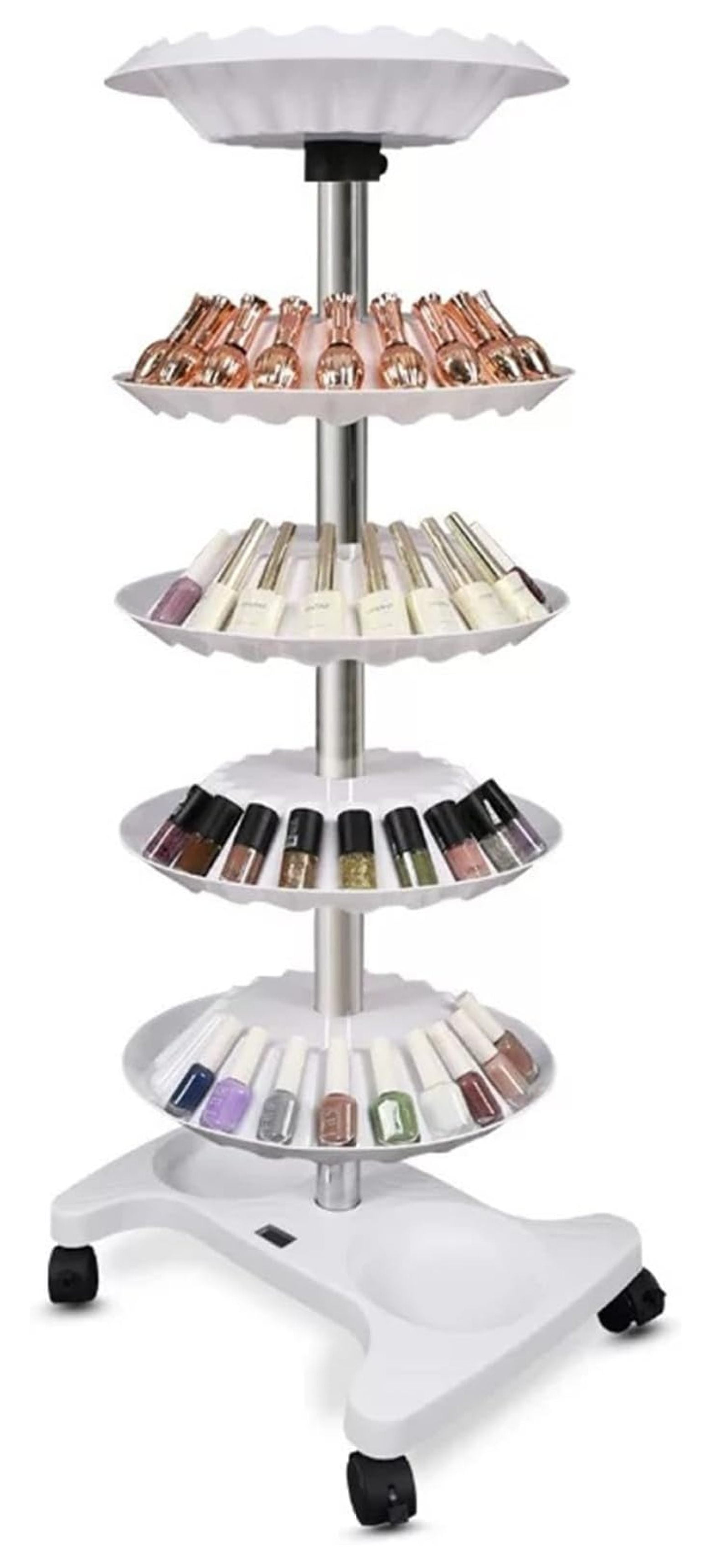 5 Tiers Nail Polish Trolley Display Organizer, 360 Rotating Nail Polish ...