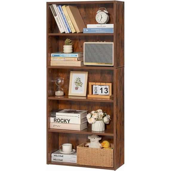 5 Tiers Narrow Bookshelf, 53 in Wooden Open Bookcase with Height ...