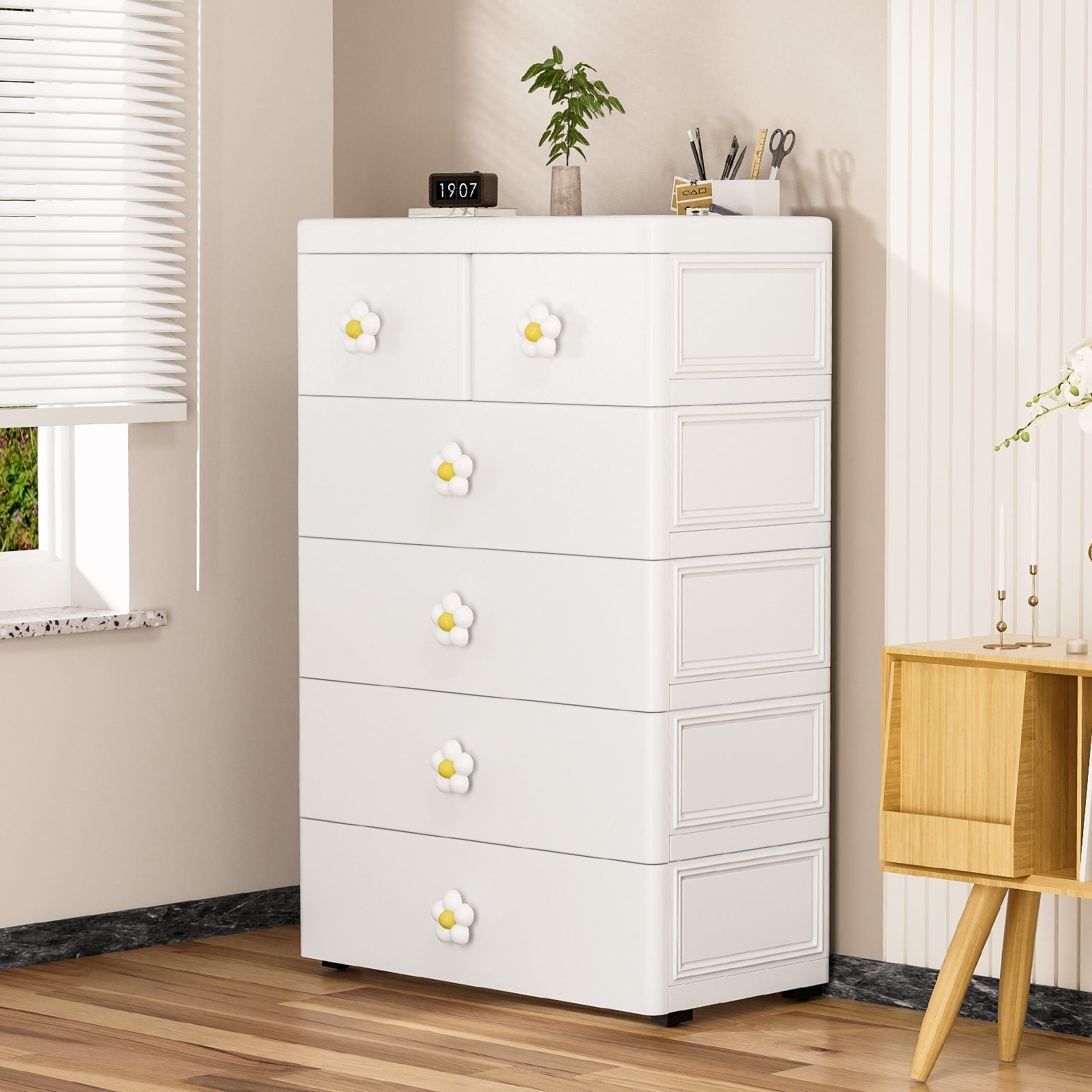 5-Tiers Plastic Storage Bins, Cube Storage Organizer with 6 Drawers ...