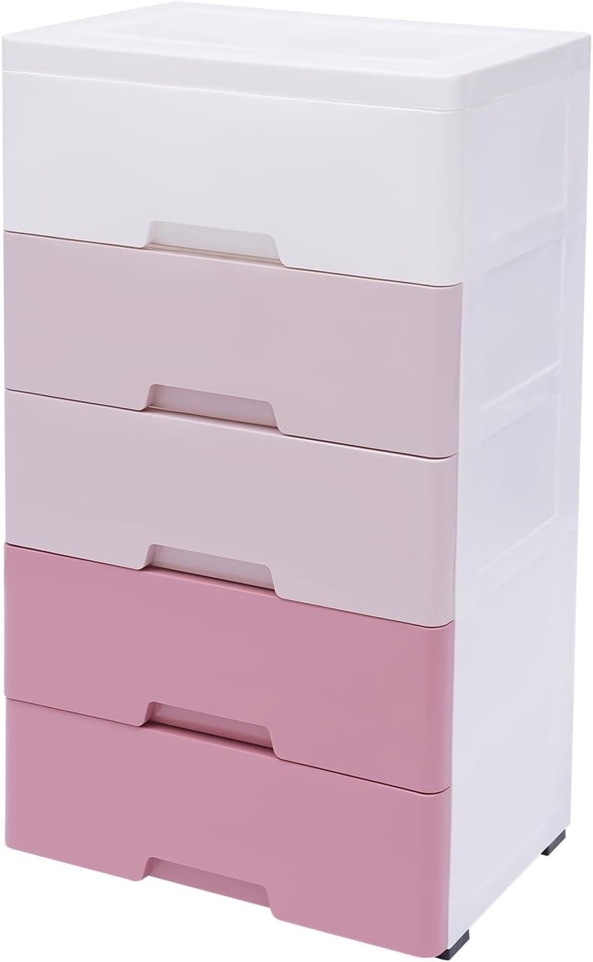 5 Tiers Plastic Storage Drawer Units,Closet Organizer Stacking Vertical ...