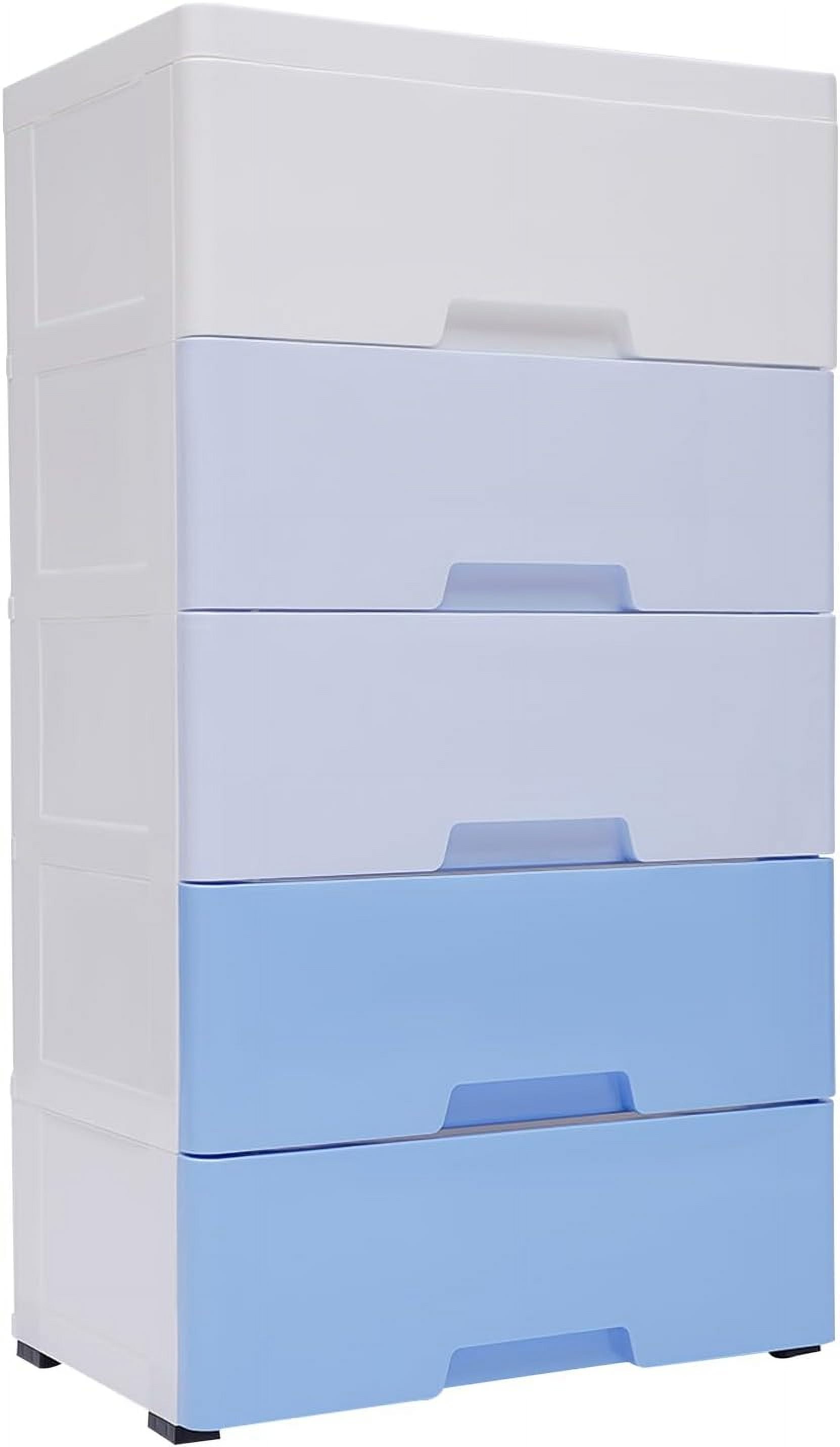 5 Tiers Plastic Storage Drawer Units,Closet Organizer Stacking Vertical ...