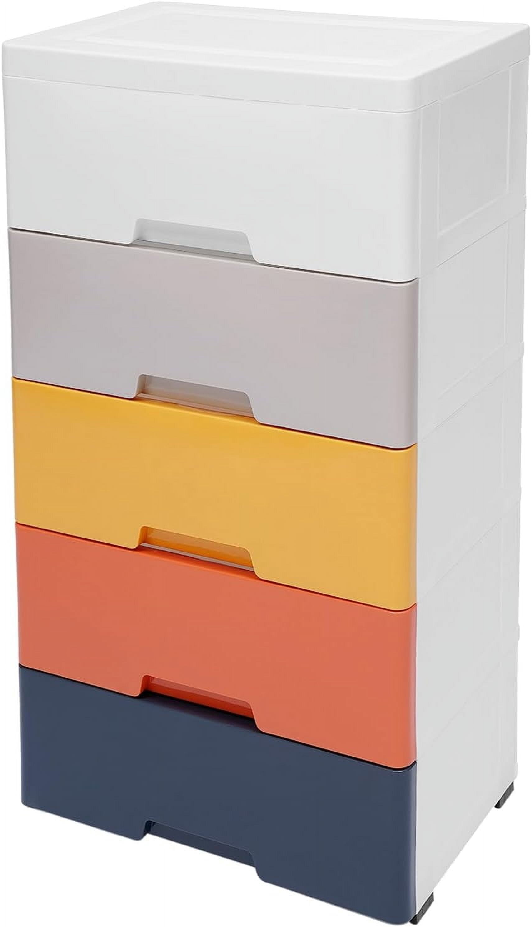 5 Tiers Plastic Storage Drawer Units,Closet Organizer Stacking Vertical ...