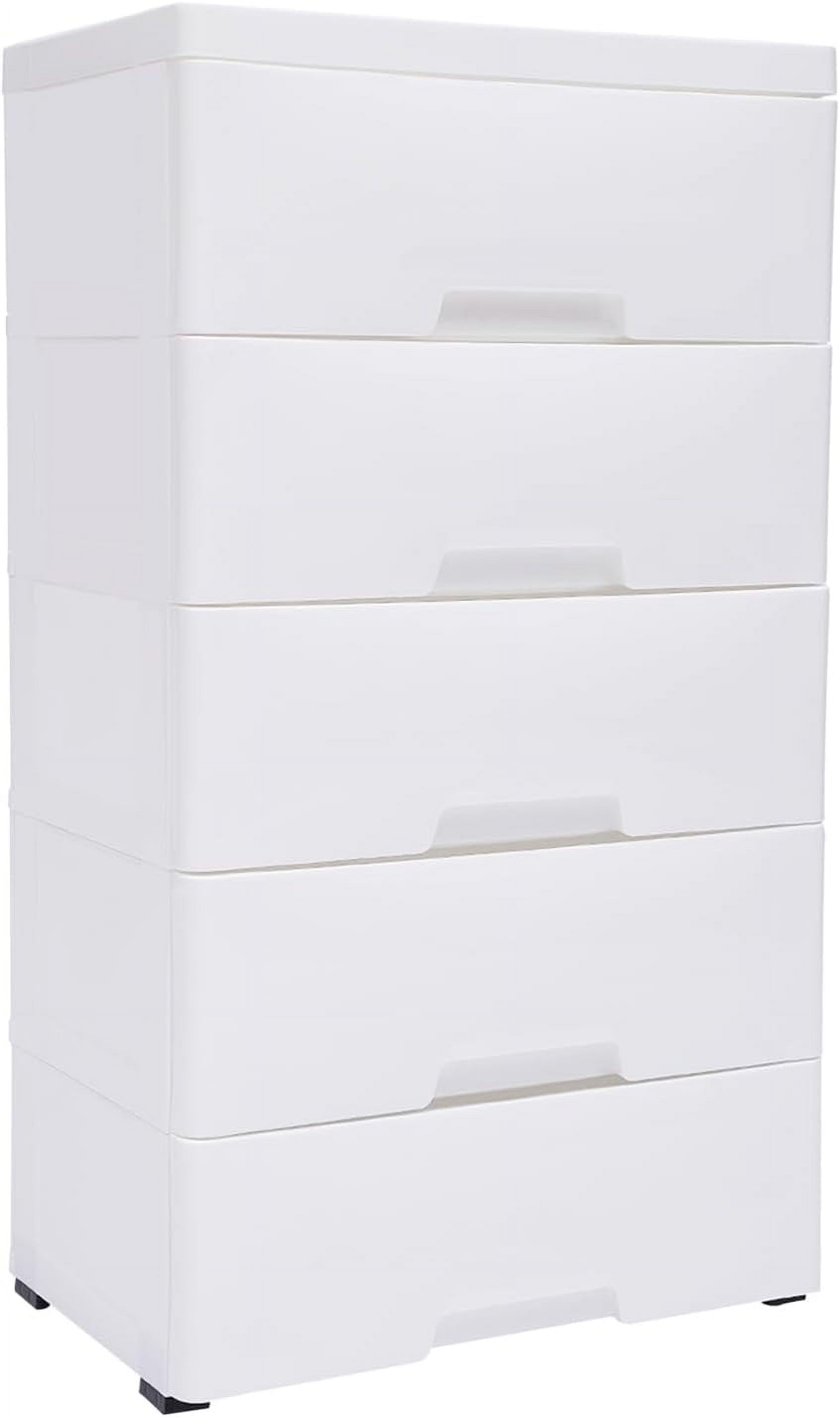 5 Tiers Plastic Storage Drawer Units,Closet Organizer Stacking Vertical ...