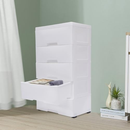 5 Tiers Plastic Storage Drawer Units,Closet Organizer Stacking Vertical ...