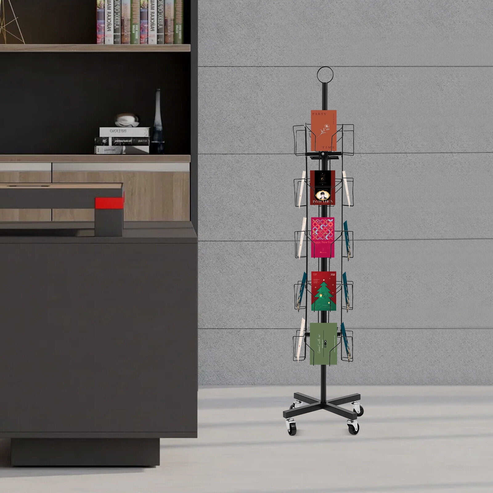 5 Tiers Pocket Rotating Holder X-shaped Base Rotating Greeting Card ...