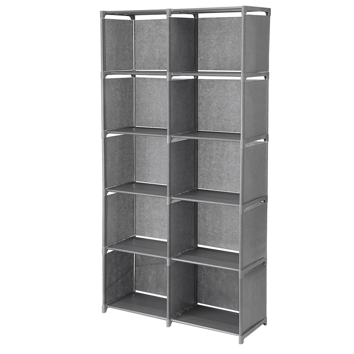 5-Tiers Portable Bookshelf with Fabric Cloth at Back, 10 Cube Closet ...