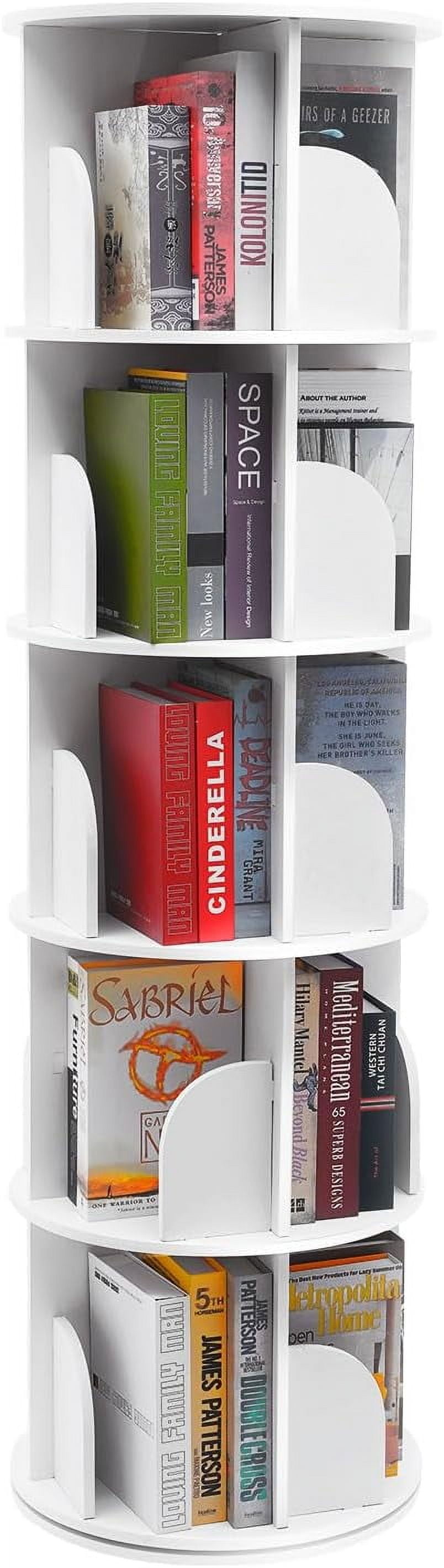 5-Tiers Rotating Bookshelf Tower 360 Display Revolving Corner Bookcase ...