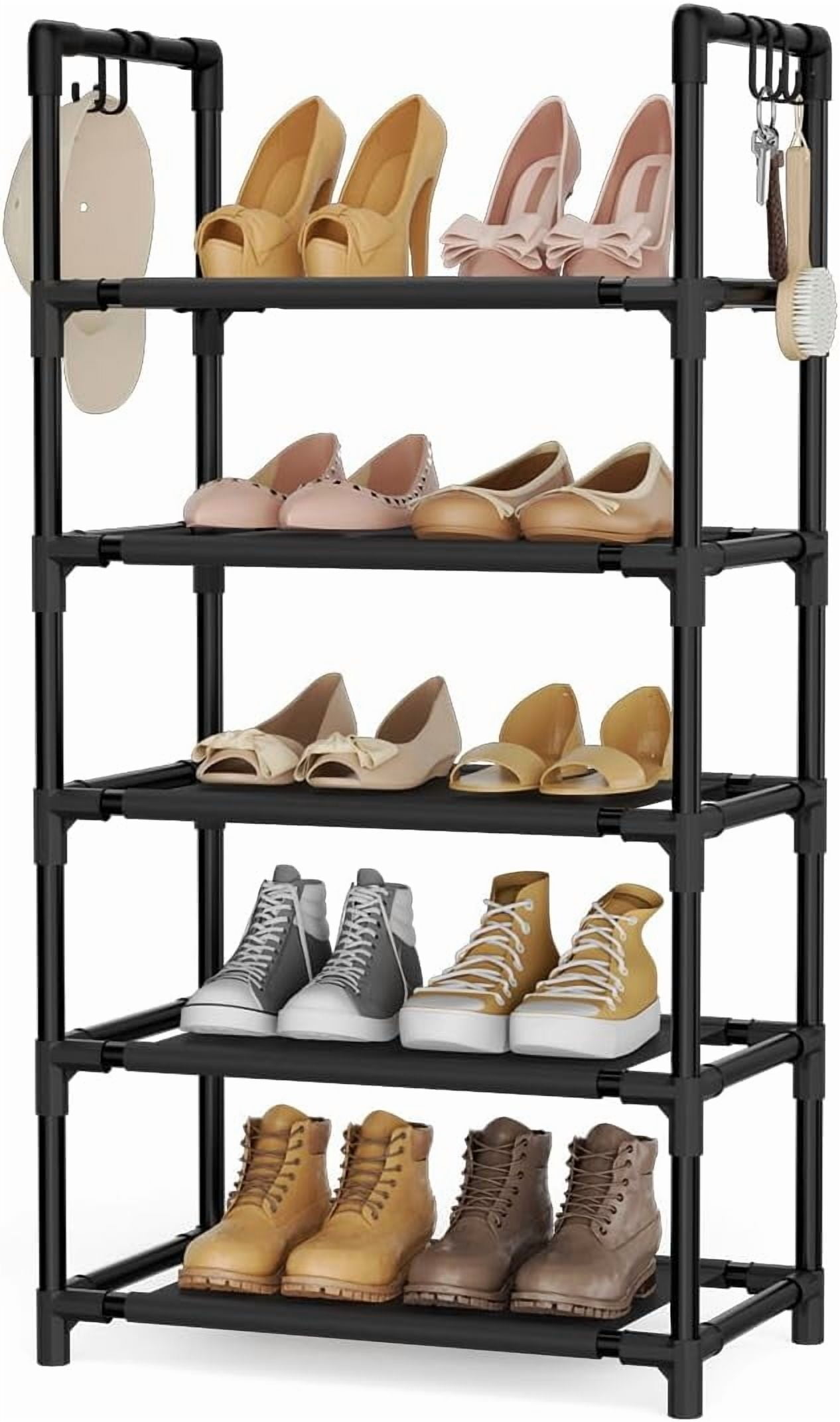 5 Tiers Shoe Rack 12-15 Pairs Boots Organizer Storage Sturdy Narrow ...