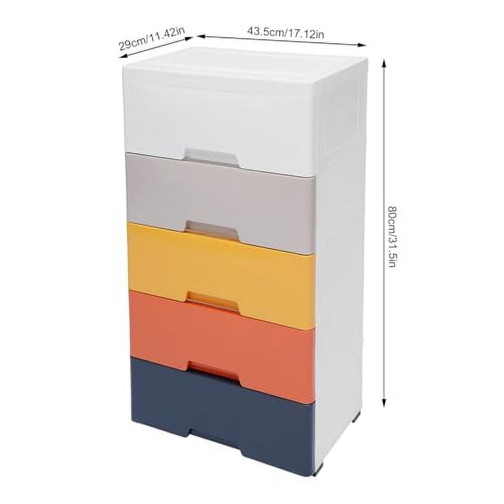 5 Tiers Stackable Cabinet with Drawers, Plastic Vertical Storage Tower ...