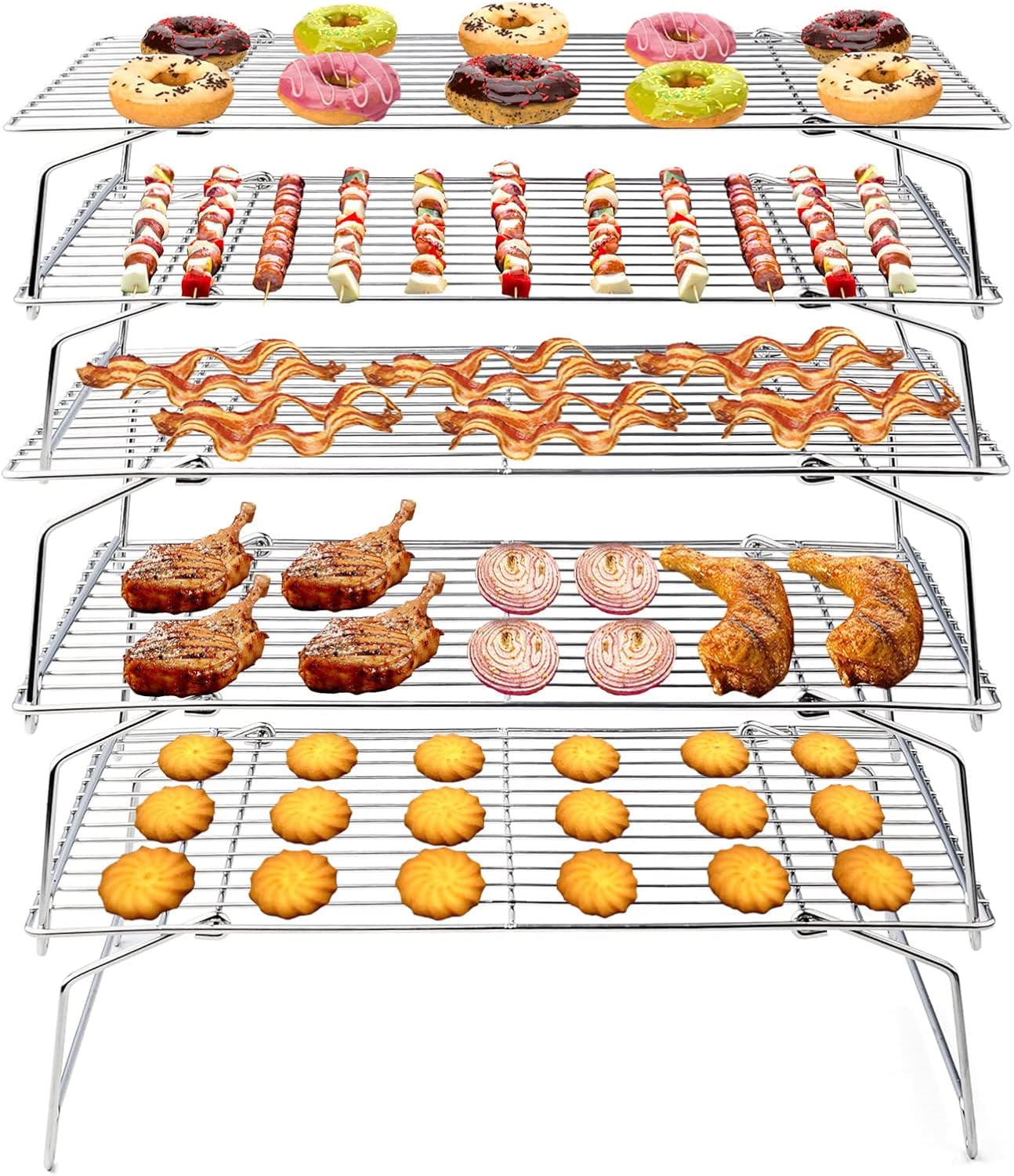 5-Tiers Stainless Steel Cooling Rack, Baking Wire Rack for Roasting ...