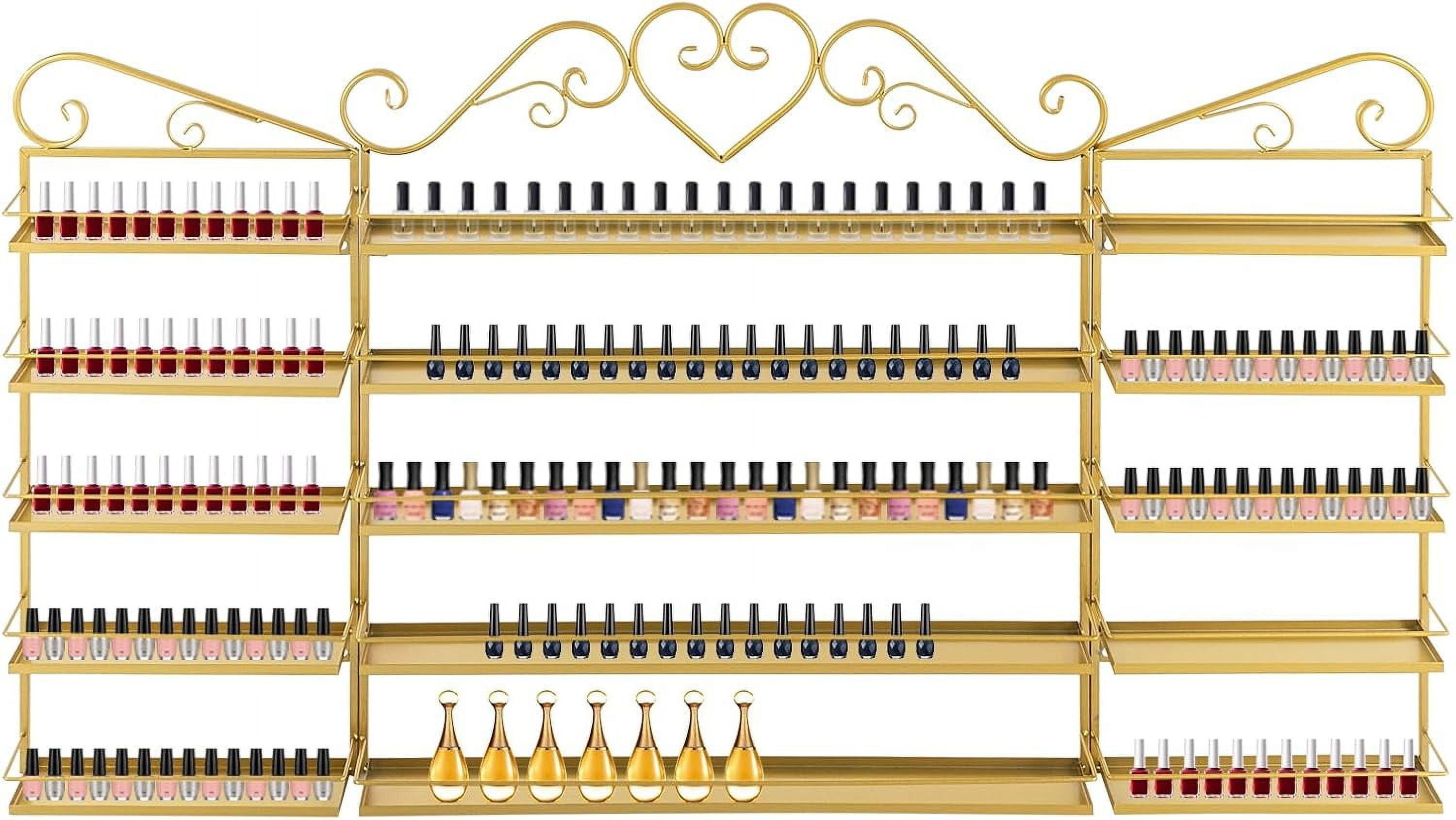 5 Tiers Wall-Mounted Nail Polish Storage Racks Metal Nail Polish Holder ...
