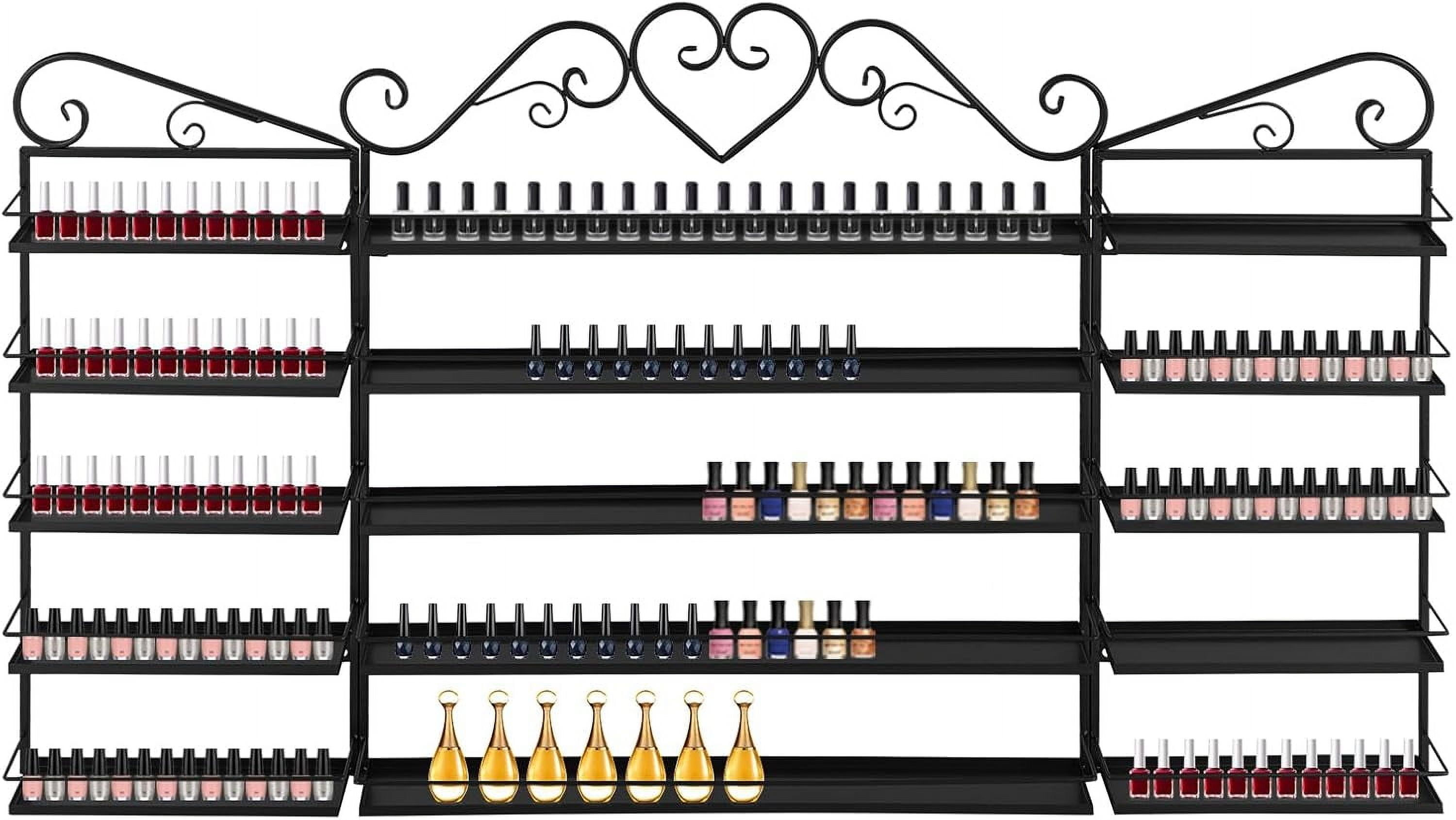 5 Tiers Wall-Mounted Nail Polish Storage Racks Metal Nail Polish Holder ...
