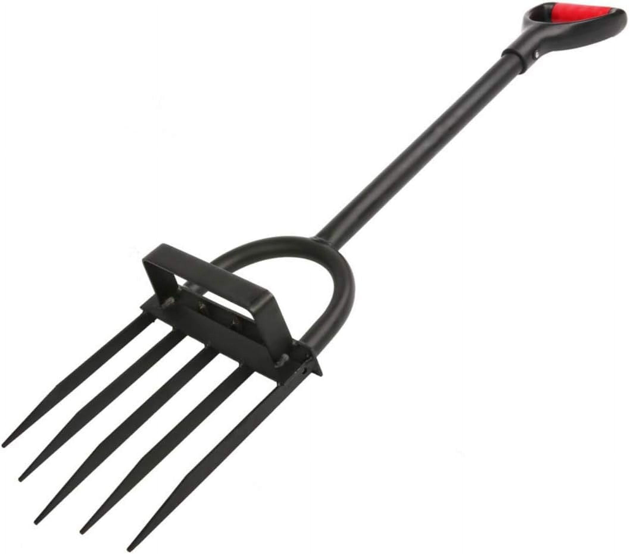 5 Tine Heavy Duty Digging Fork with Long Handle and Integrated Claw ...