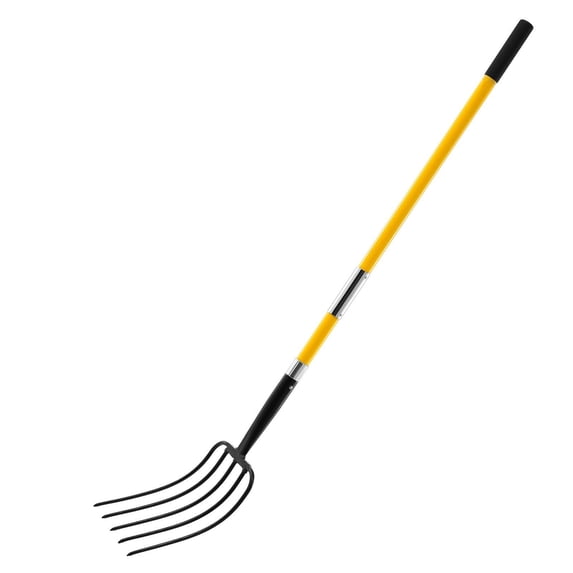 5 Tines Garden Fork Fiberglass Handle 57 in Digging Spading Pitchfork ...