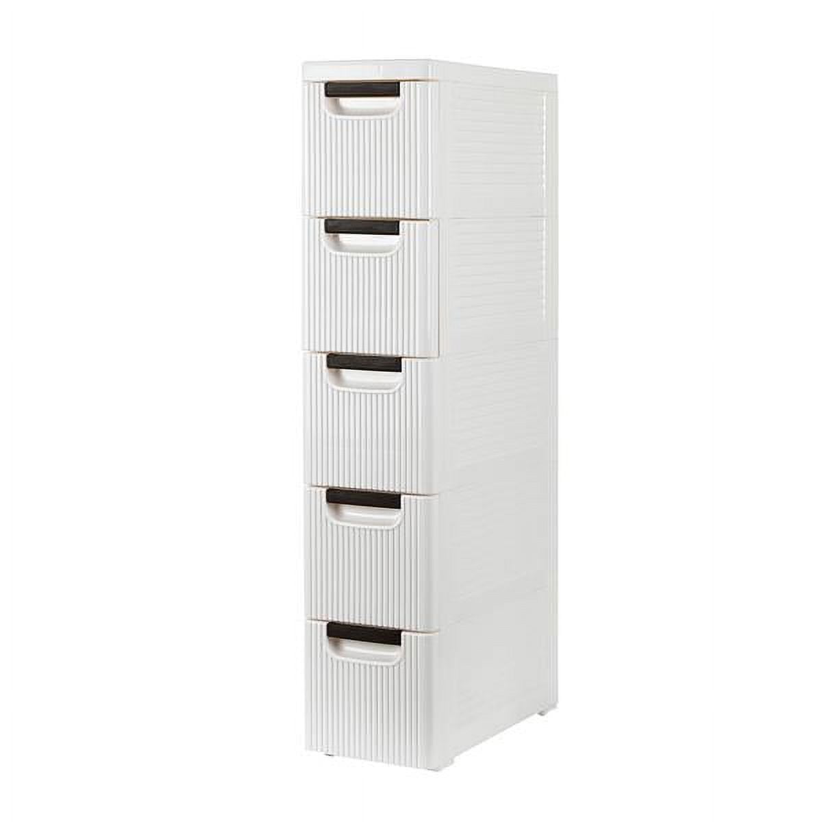 5-Tire Rolling Cart Organizer Unit with Wheels Narrow Slim Container ...