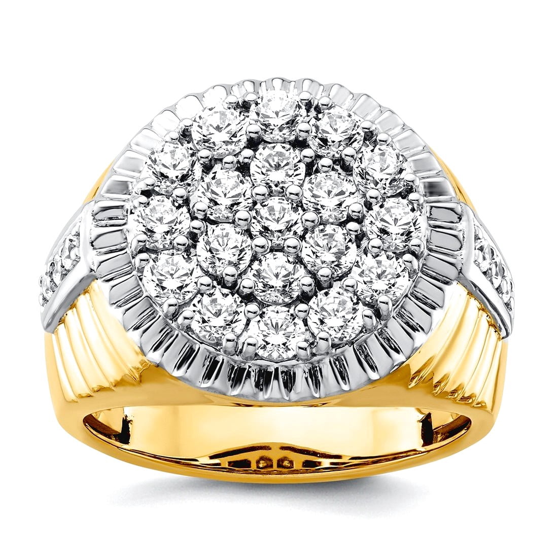 5 To 15.4mm 10k Solid Gold Two-tone 2ct Lab Grown Diamond SI+ G+ Mens ...