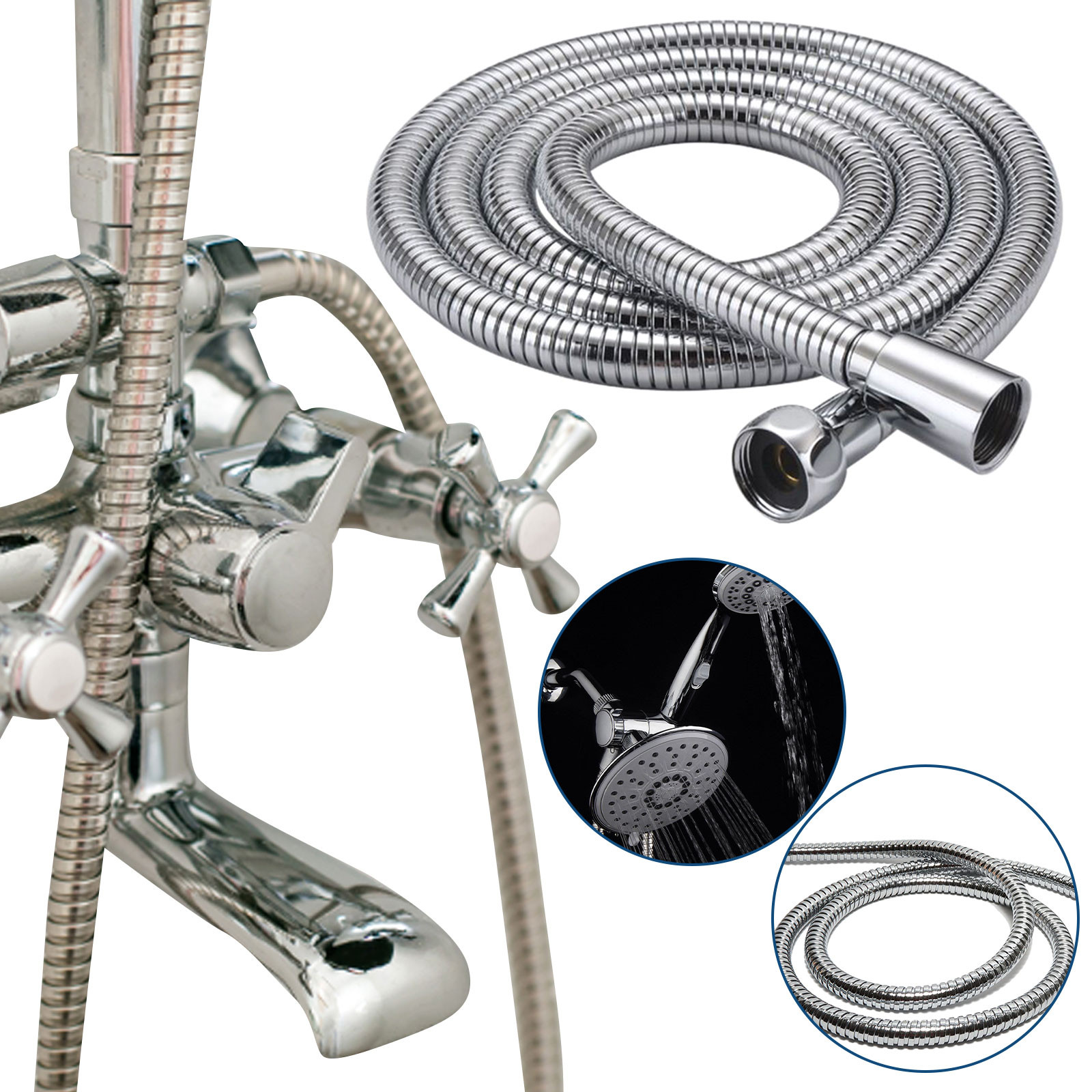 5 To 7 Foot Extra Long Stretchable Stainless Steel Shower Hose ...