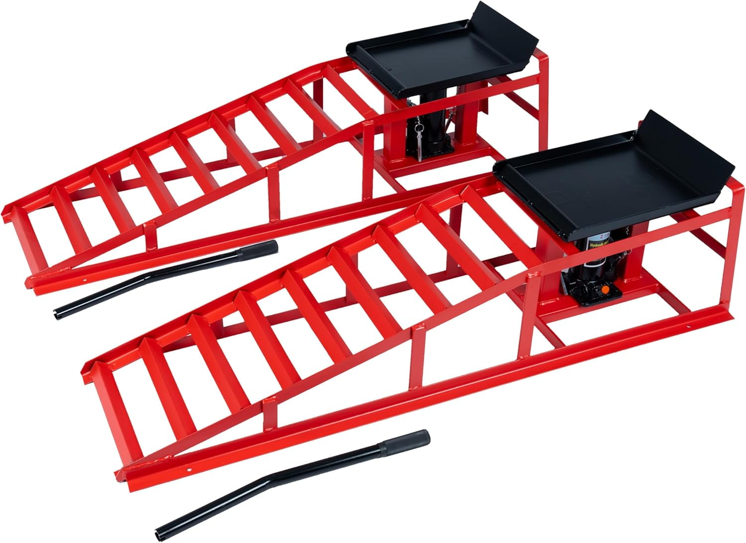 5 Ton (11000 lbs) Capacity Hydraulic Low Profile Car Ramps with Pin ...