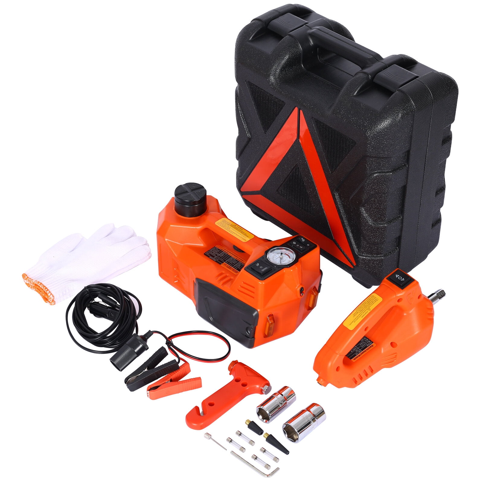 5 Ton Electric Car Jack Kit with 12V Hydraulic Floor Jack and Impact ...