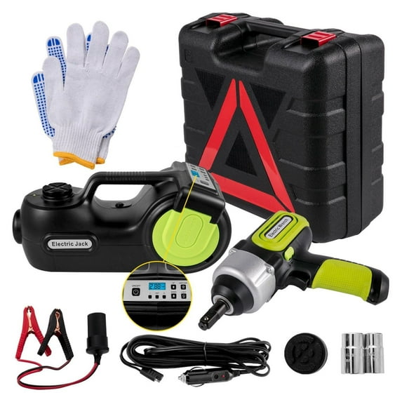 5 Ton Electric Car Jack with Impact Wrench - Hydraulic Floor Jack, LED ...