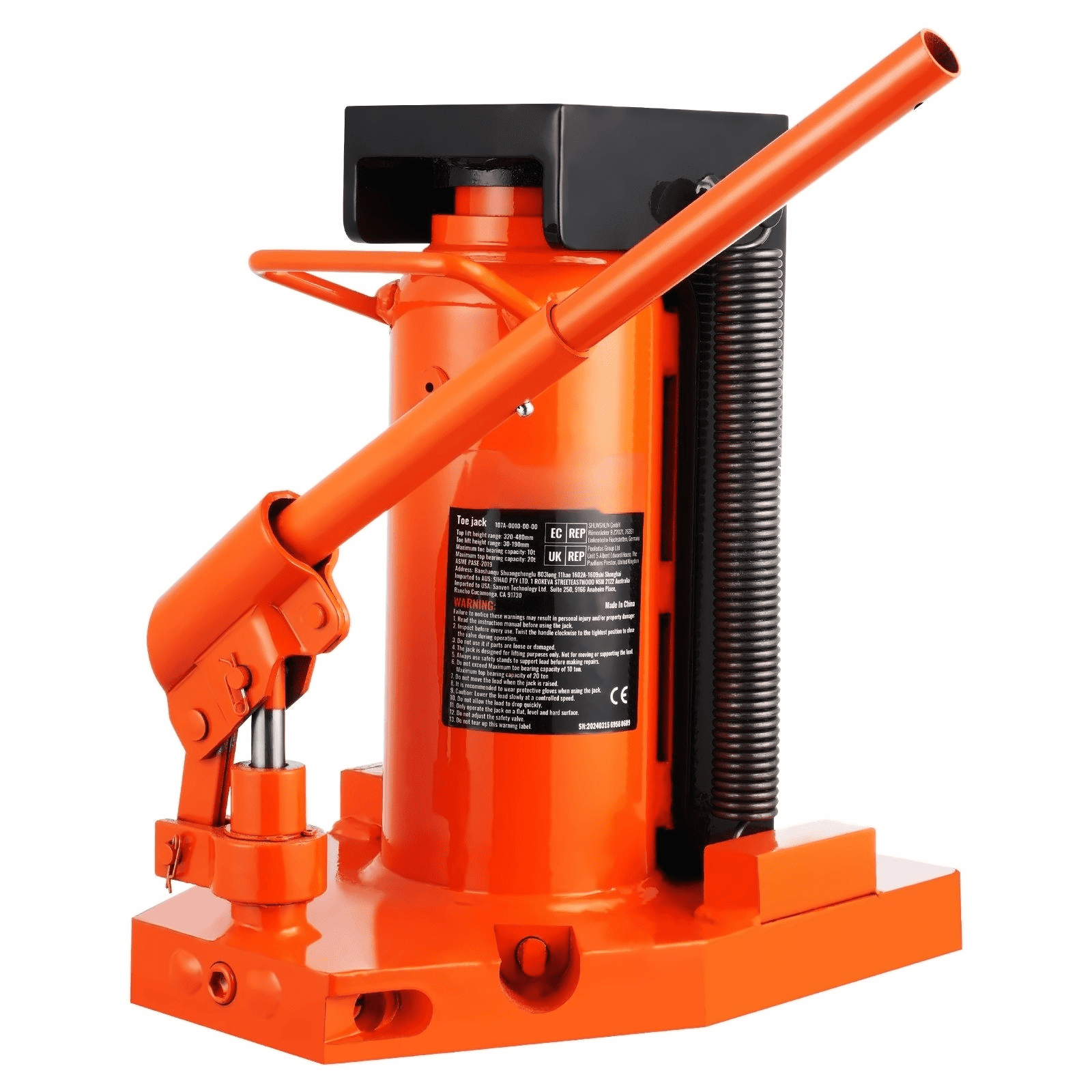5 Ton Hydraulic Toe Jack - 10 Ton Lift Capacity Claw Jack, 0.8-6.8in ...