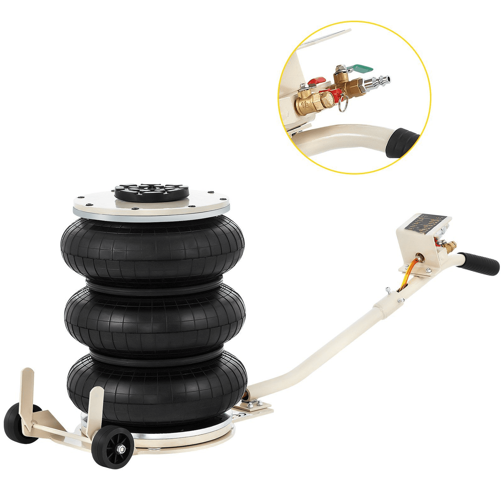 5 Ton Pneumatic Air Jack - 11000lbs Triple Bag Jack, 6.3-15.75 Inch ...