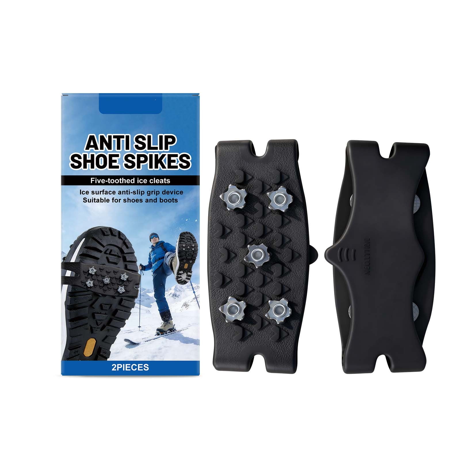 5-Tooth Black Ice Cleats for Shoes & Boots - Winter Traction Spikes for ...