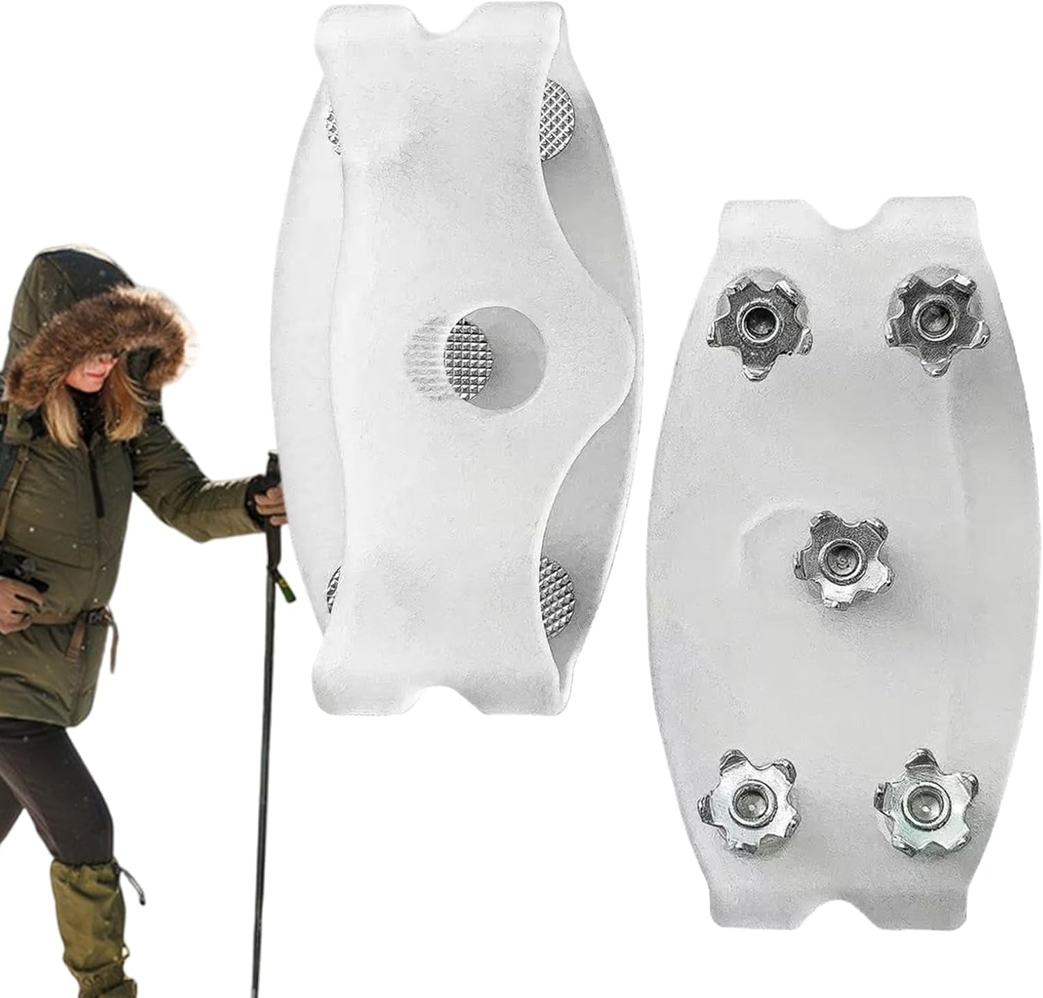 5-Tooth Universal Ice Cleats - Transparent Non-Slip Shoe Spikes for ...