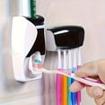 5-Toothbrush Holder with Toothpaste Dispenser - No Drill Wall Mount ...