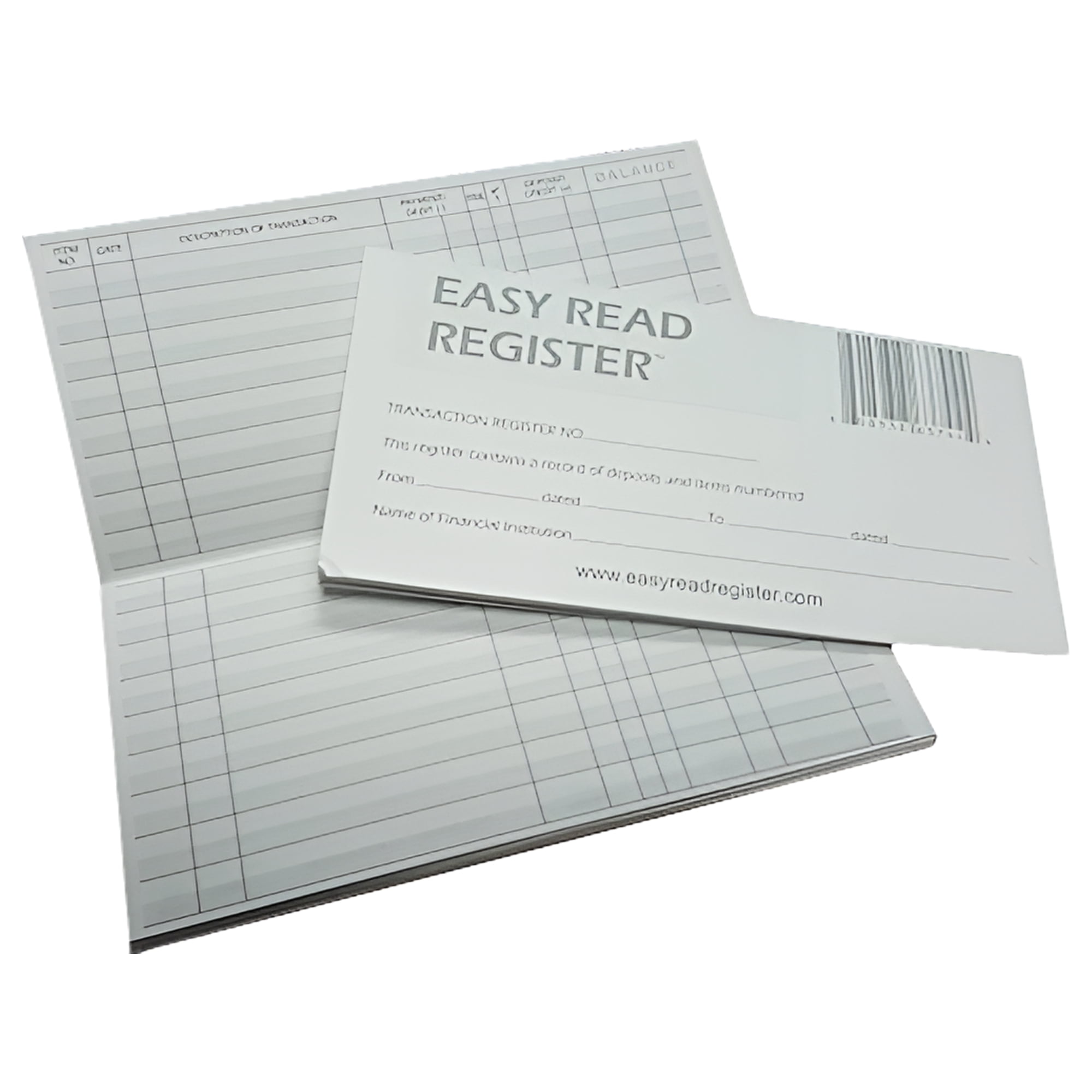 Easy Read Register Checkbook Registers Set of 5 Gray and White Lined ...
