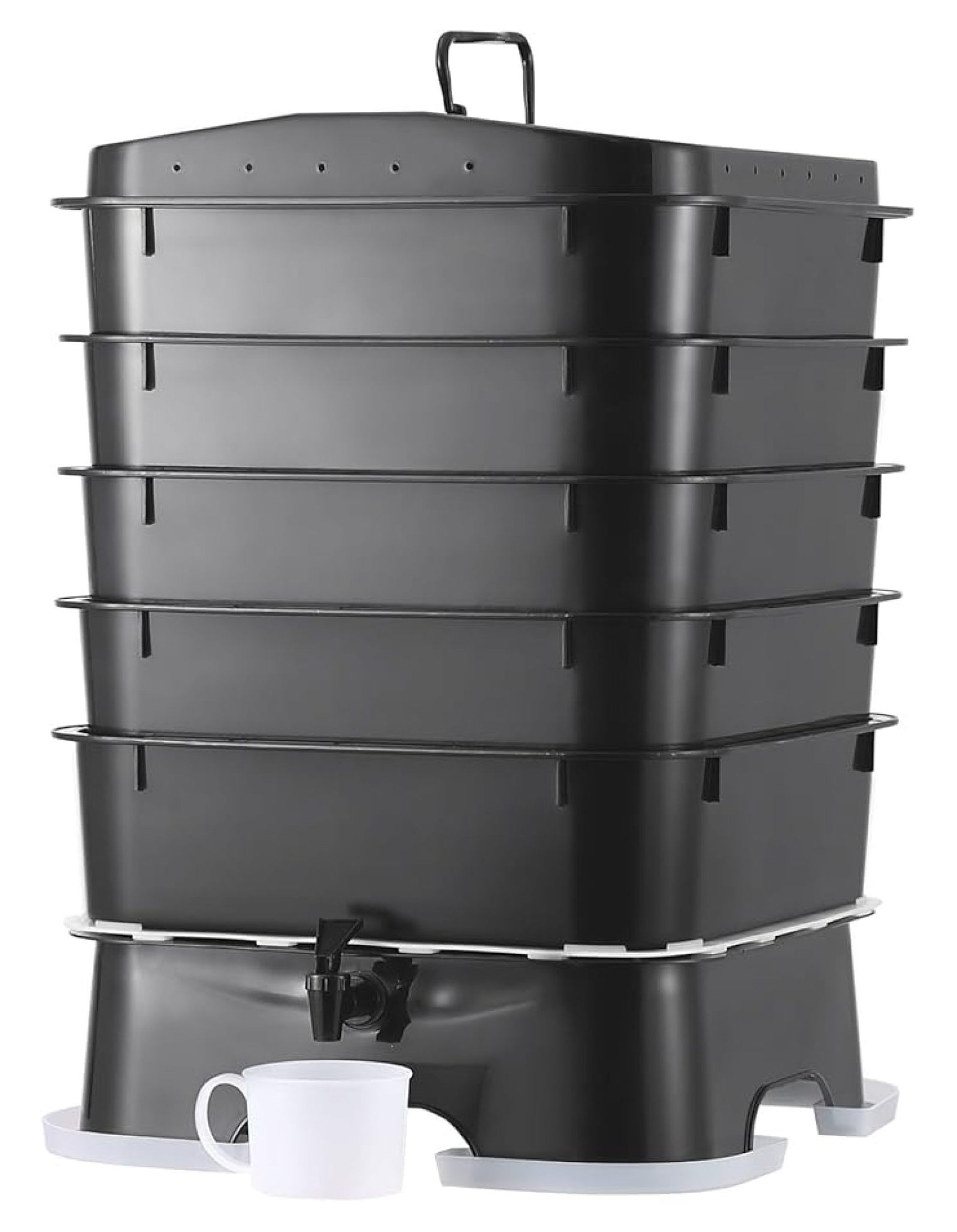 5-Tray Composter, 50L Worm Compost Bin - Indoor/Outdoor Worm Farm Kit ...