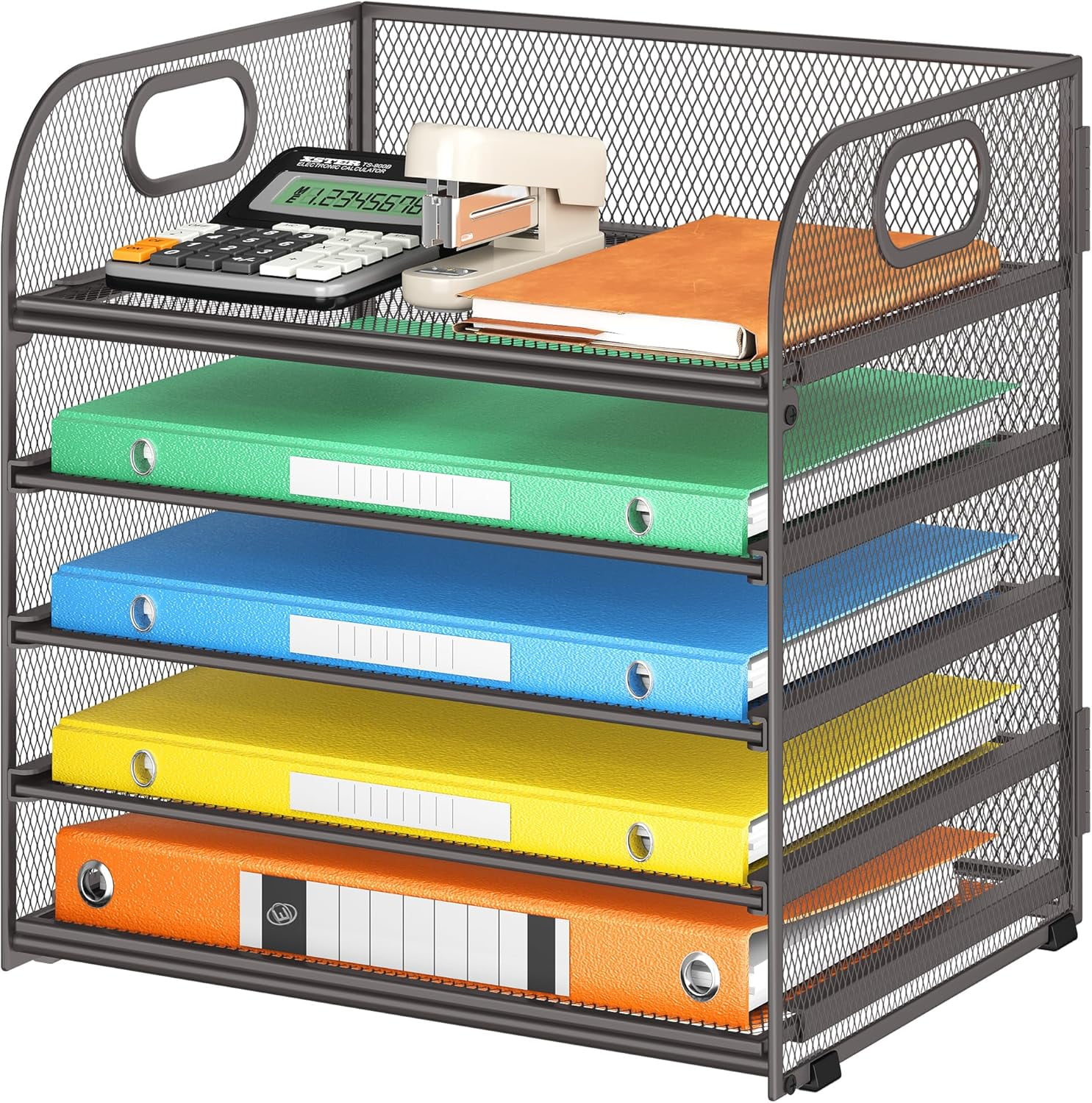 5 Tray Desk File Organizer, Mesh Paper Sorter Letter Tray Organizer ...
