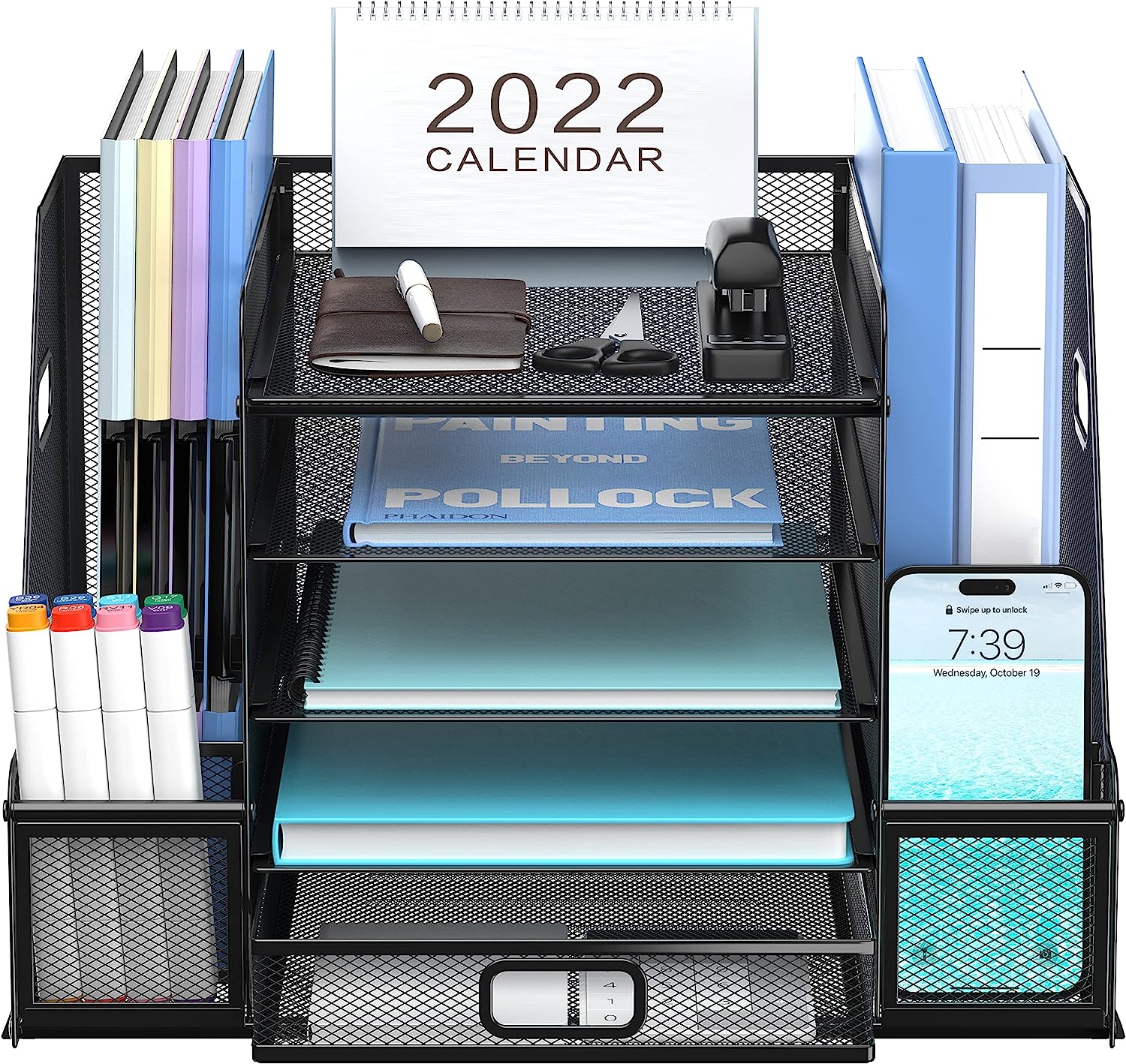 Mind Reader Desk Organizer with 5 Sliding Trays, Black - Walmart.com