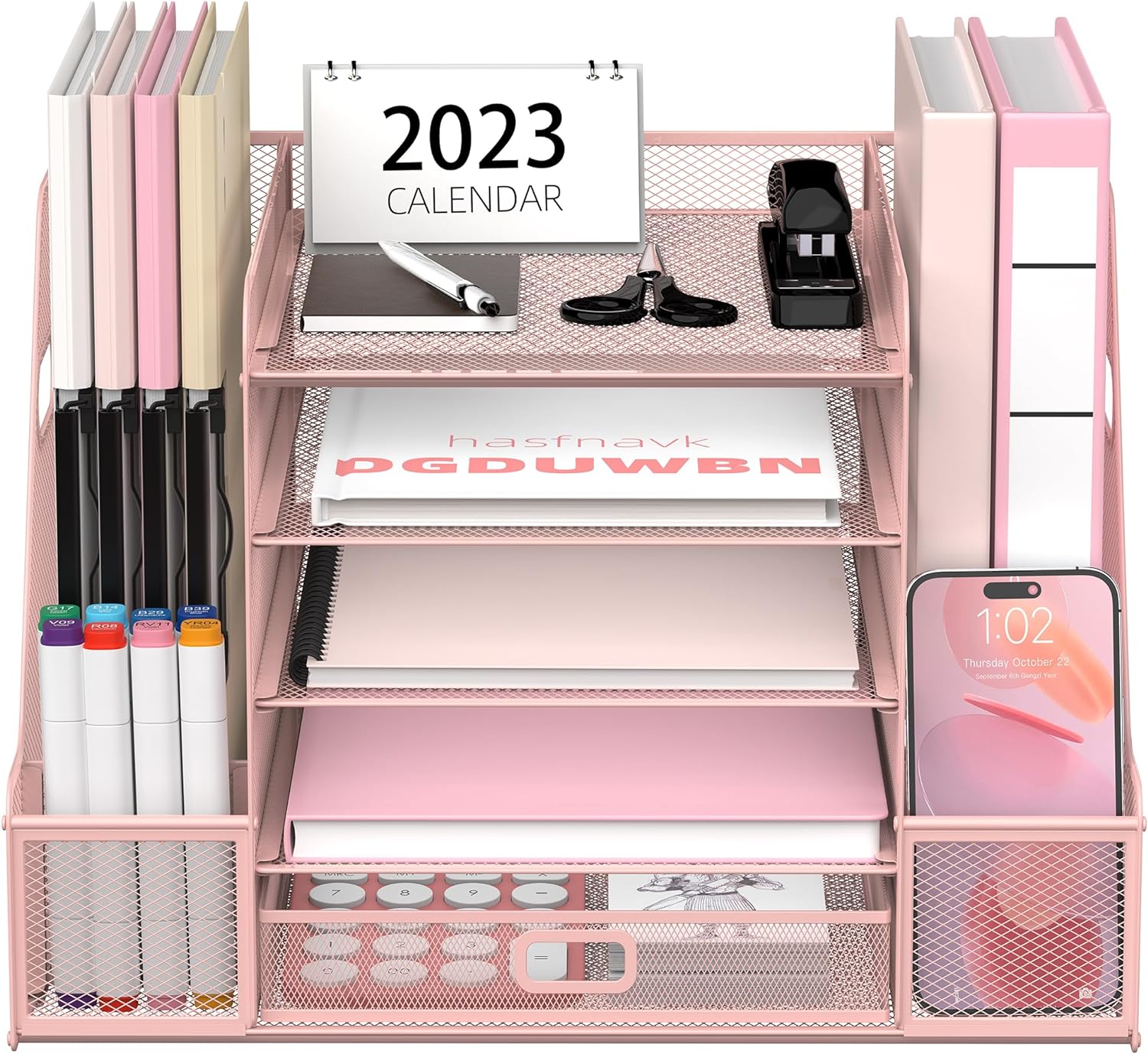 Blu Monaco 5 Piece Pink Office Supplies Desk Organizer Set - Walmart.com