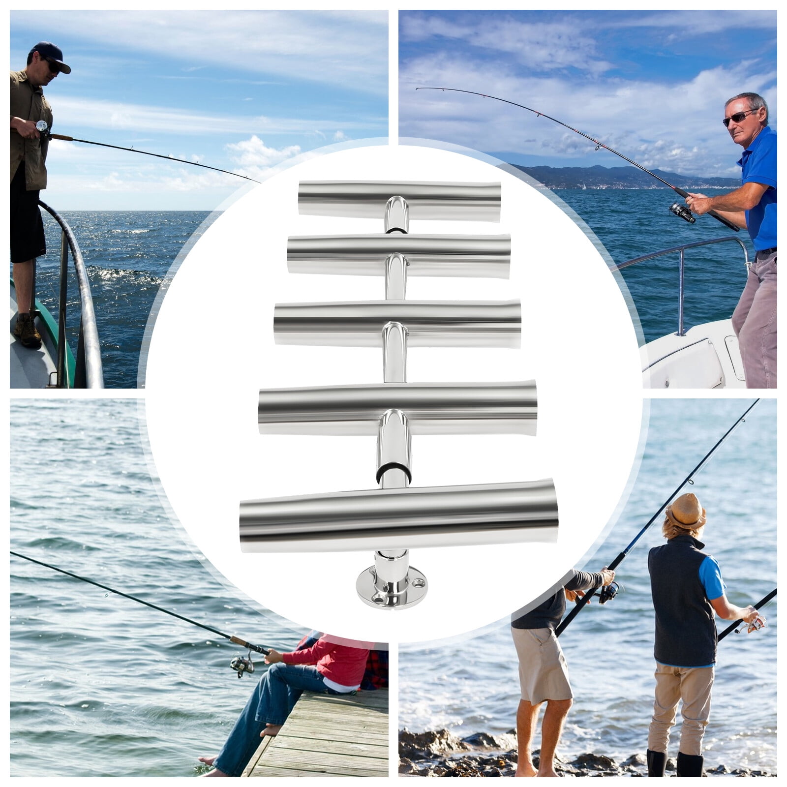 5 Tube Stainless Adjustable Boat Rod Holders, Rod Holders for Fishing ...
