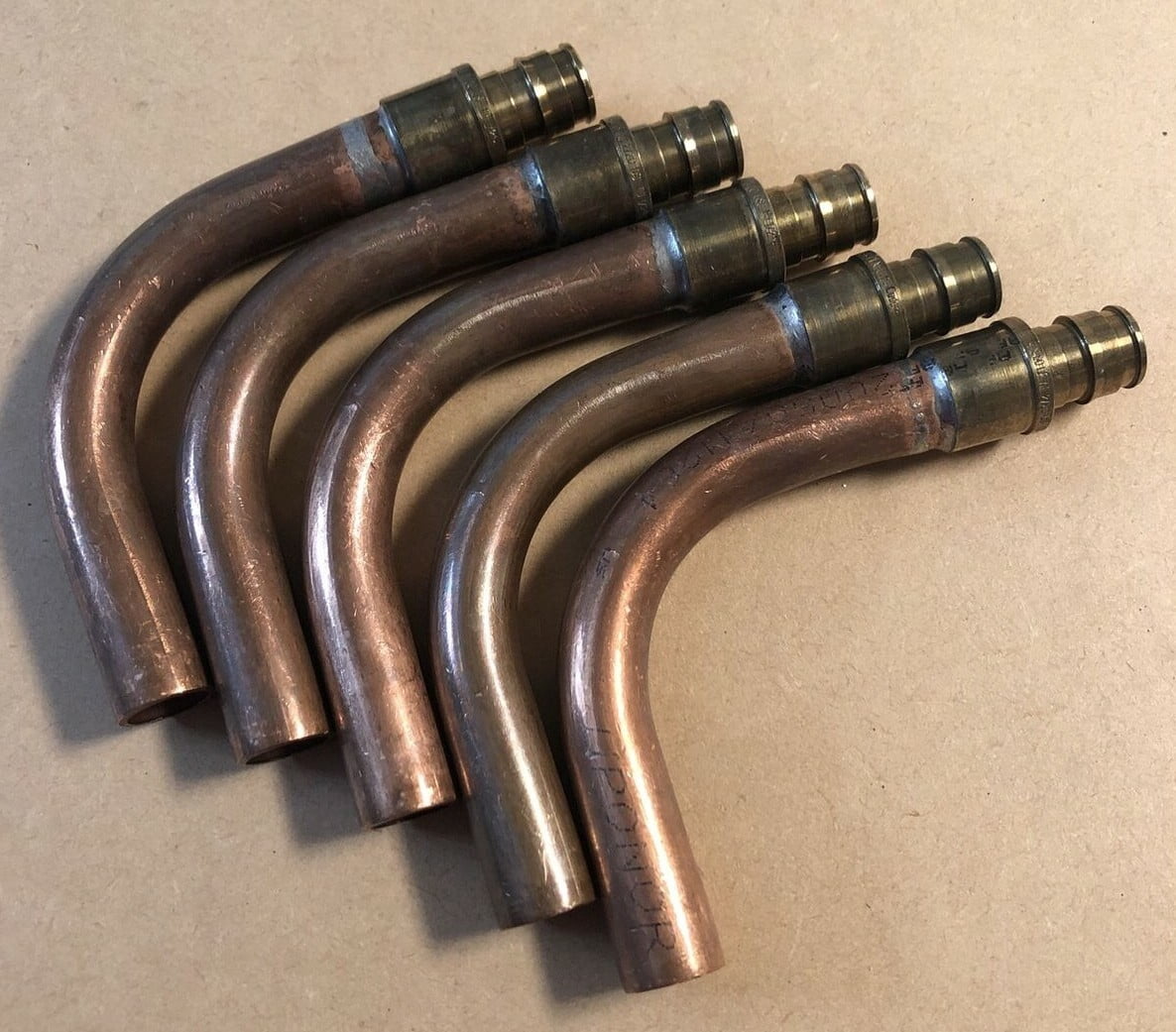 (5) UPONOR LF2885050 PROPEX LF COPPER TUB ELBOW 1/2" PEX LF BRASS x 1/2 ...