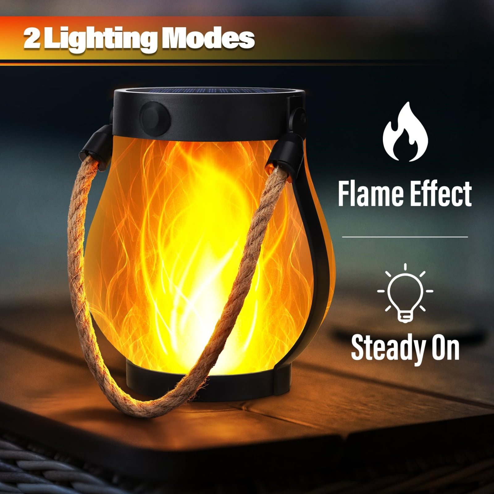 5" Upgraded Flickering Flame Solar Lantern Outdoor Waterproof Light ...