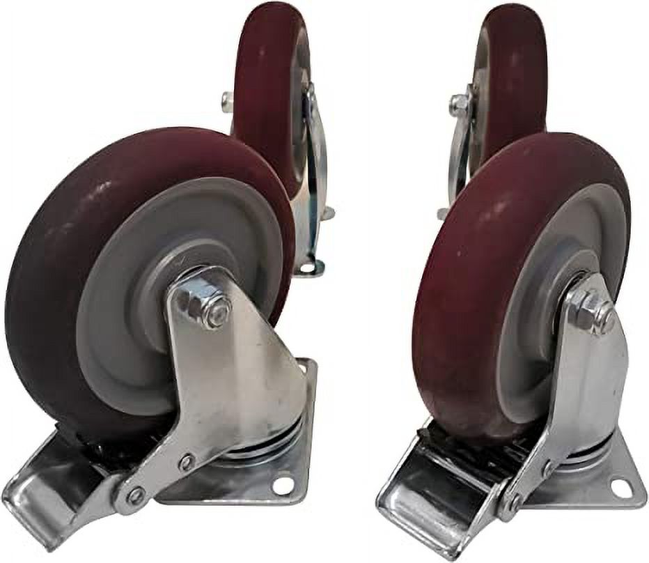 5" Utility Cart Casters Quite Rolling/Non-Marking (2-Braking Swivel and ...