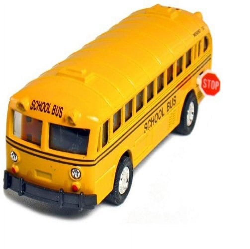 5" Vintage Coach School Bus Diecast Pull Back Action Opening Door Stop ...