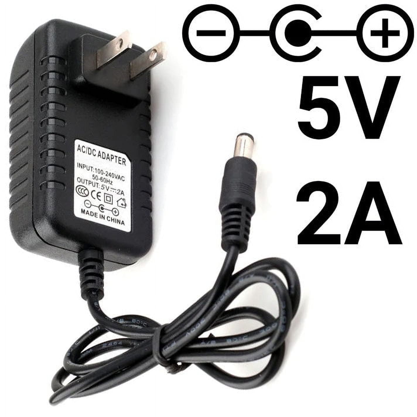 5 Volt DC, 2 Amp Wall Power Adapter with 5.5mm Barrel Jack, 2.1mm Inner ...