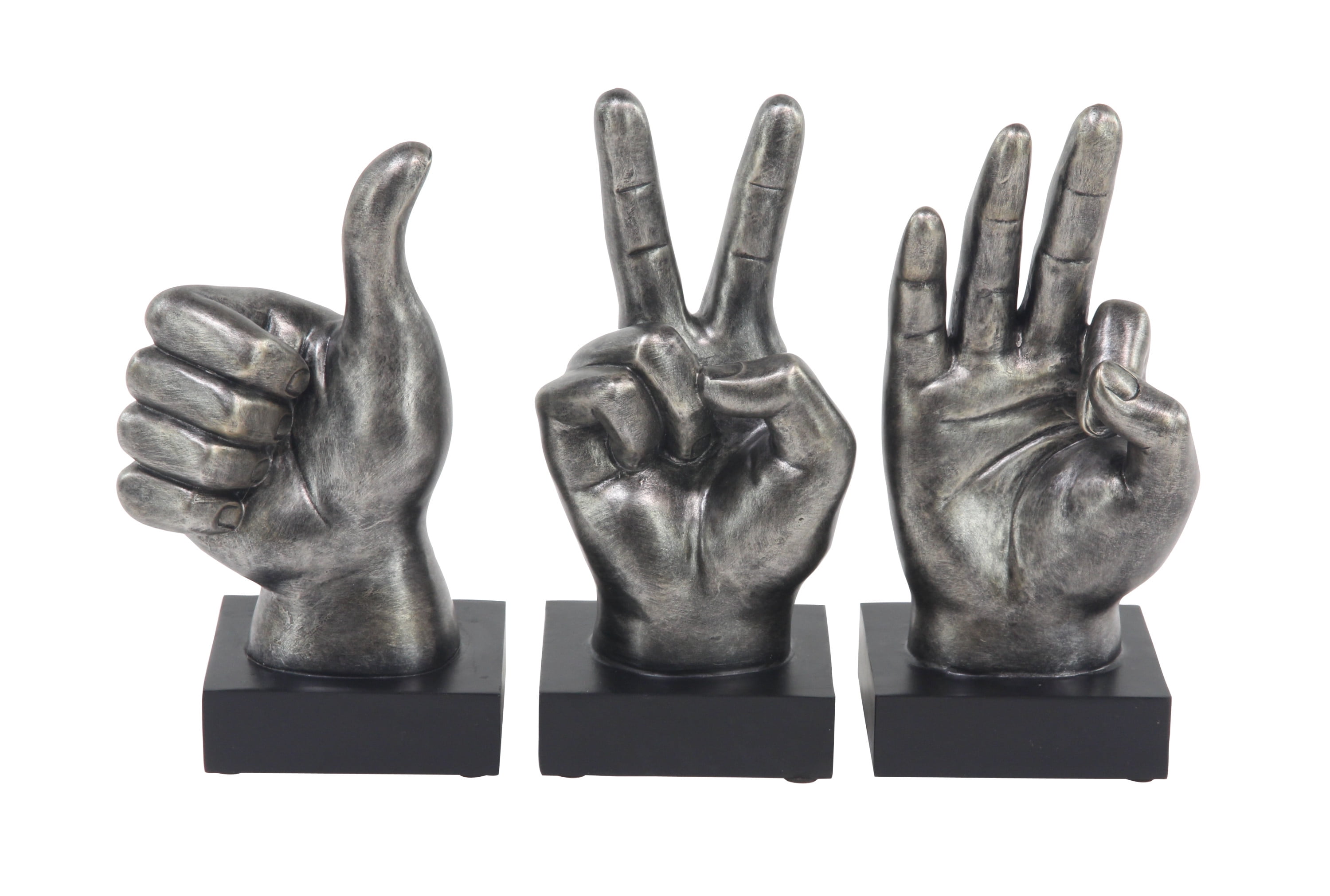 5"W, 11"H Dark Gray Polystone Hands Sculpture, by DecMode (3 Count ...