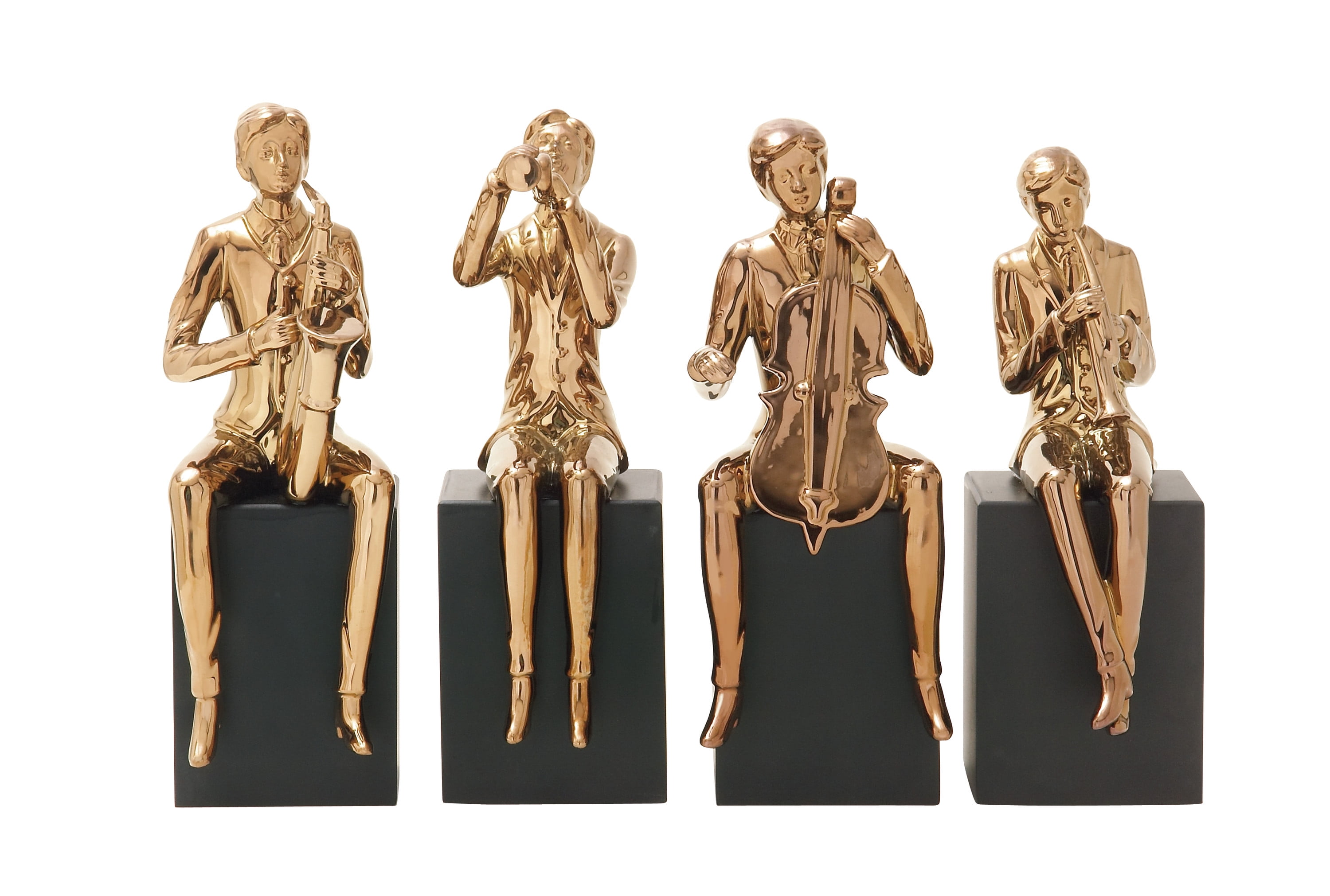 5"W, 14"H Copper Porcelain Musician Sculpture with Black Base, by ...