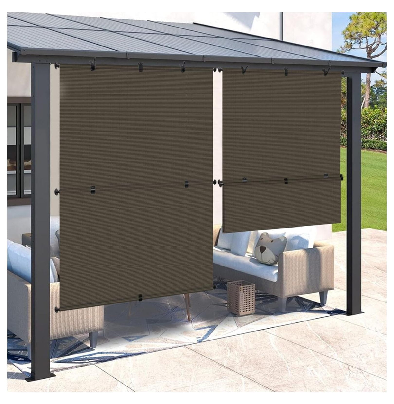 5'W x 10'L Patio Shades Outdoor Shades Blinds Foldable for Deck Yard ...