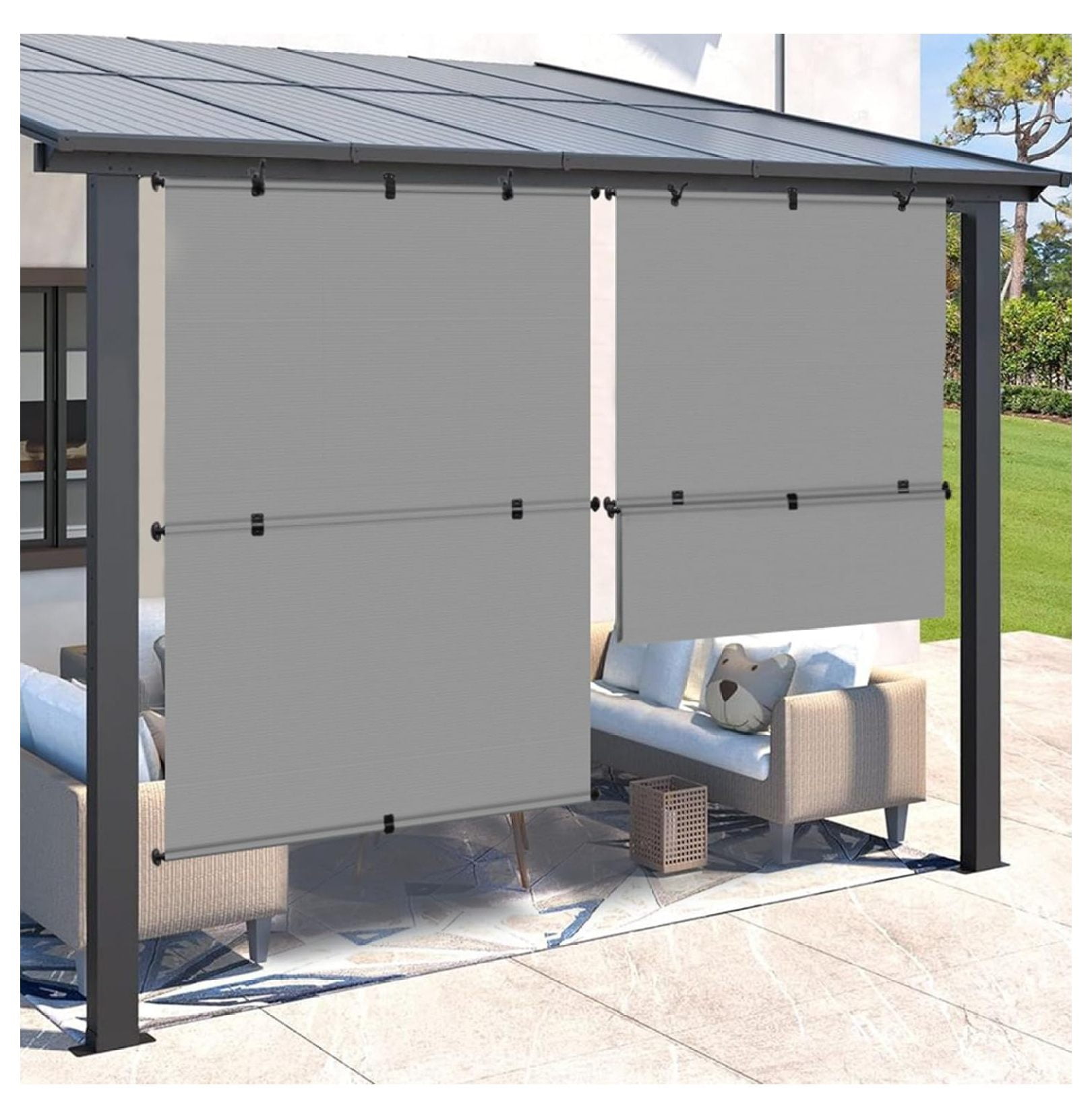 5'W x 13'L Patio Shades Outdoor Shades Blinds Foldable for Deck Yard ...