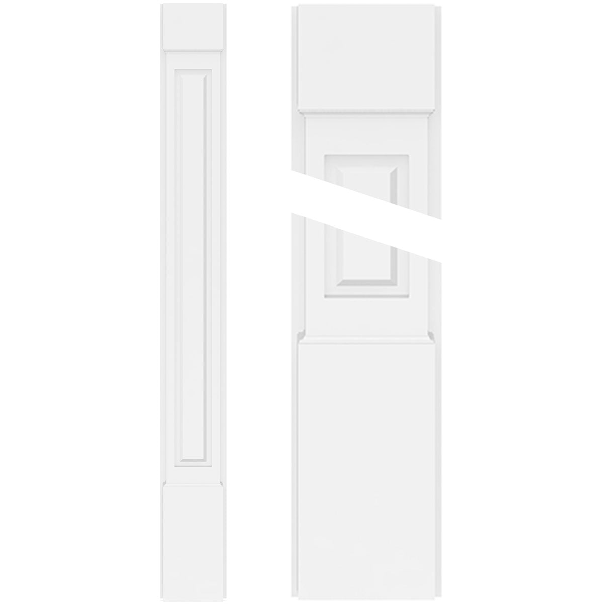 5"W x 60"H x 2"P Raised Panel PVC Pilaster w/Standard Capital & Base ...