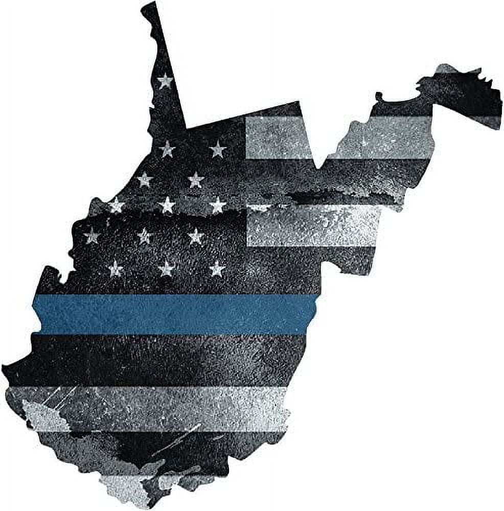 5" WV West Virginia Thin Blue Line Tattered American Flag Police 3M ...